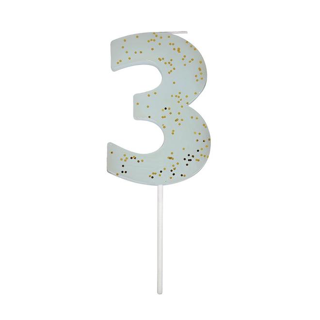 Number 3 Glitter Candle | A Little Confetti